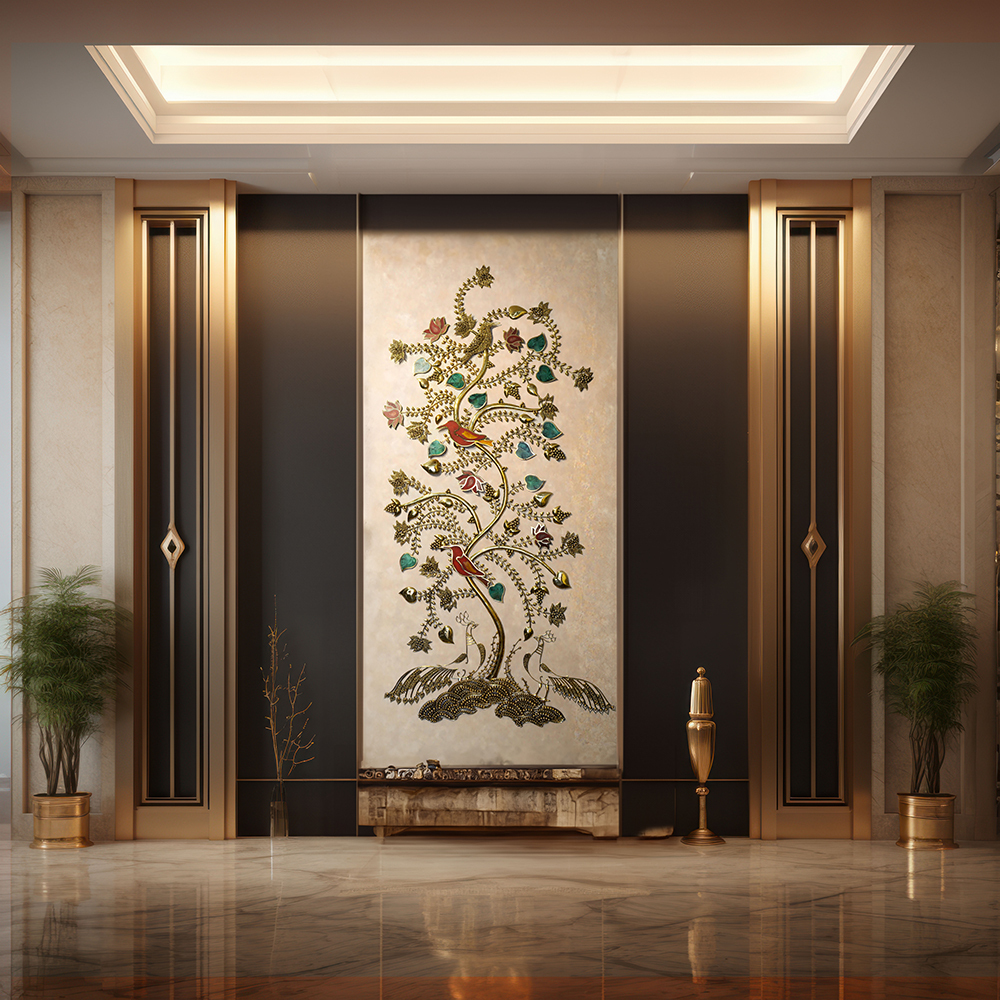 Kalpavriksha | Spiritual Brass & Stone Wall Art | Takshni